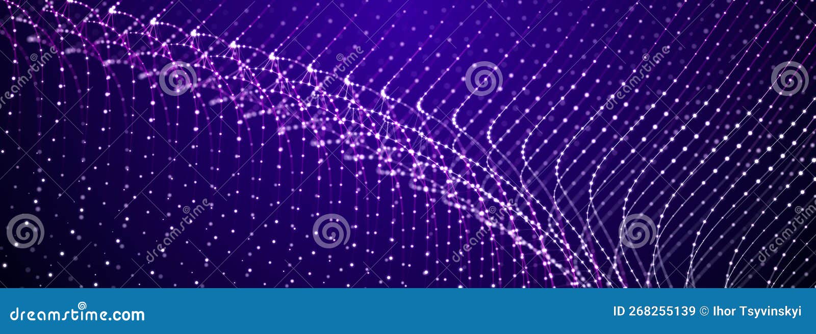 Sci-fi Background. Digital Wave with Many Particles. Big Data ...