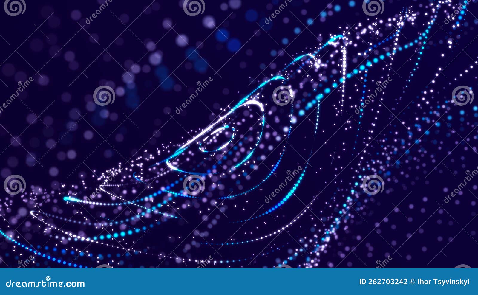 Sci-fi Background. Digital Wave with Many Particles. Big Data ...