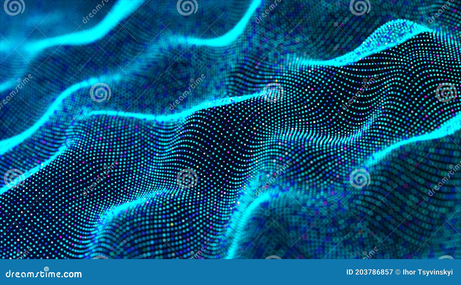 Sci-fi Background. Digital Wave with Many Particles. Template for ...
