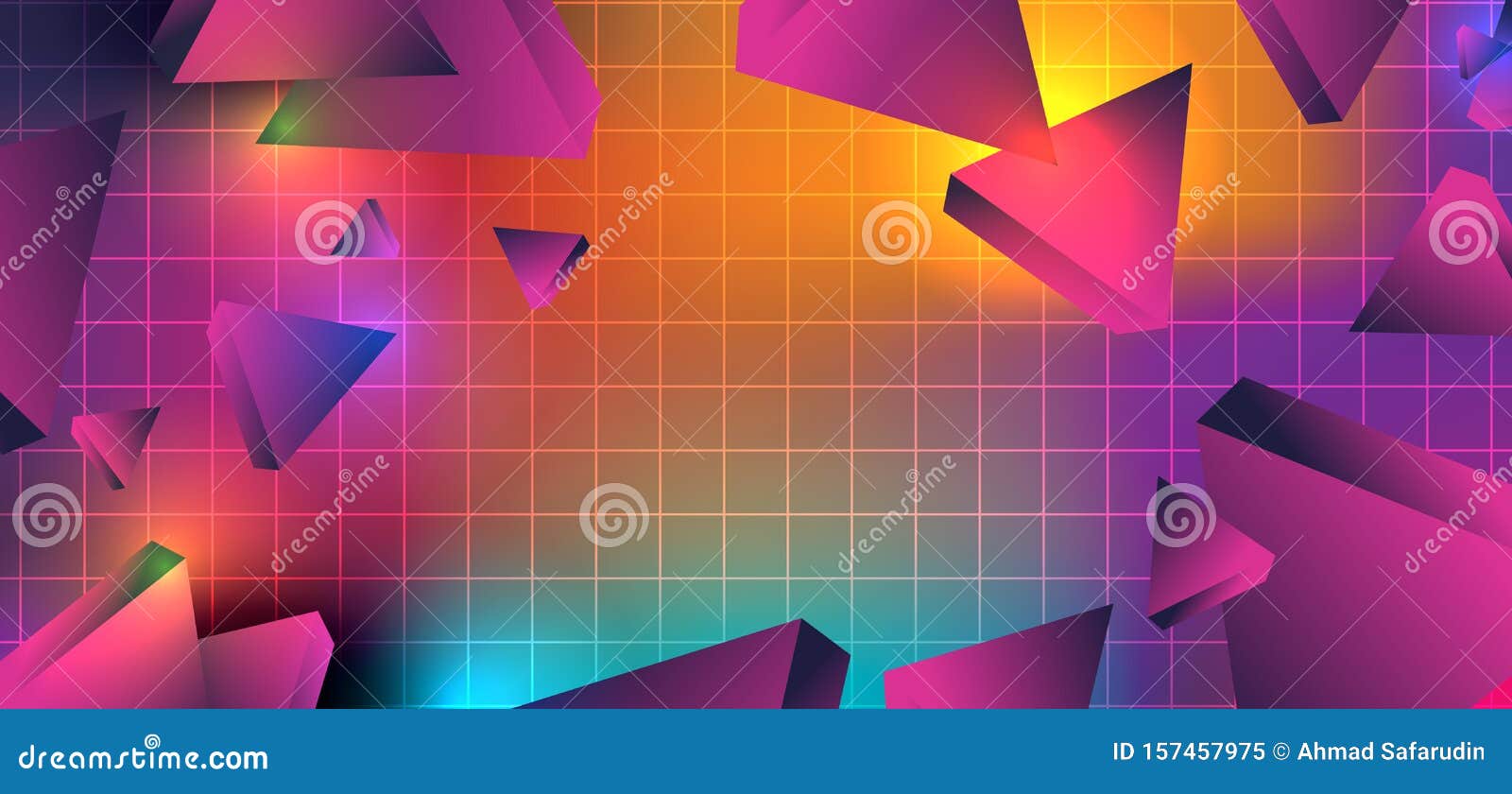Sci-Fi Background with Geometric Triangle 3d Style on Neo Memphis ...