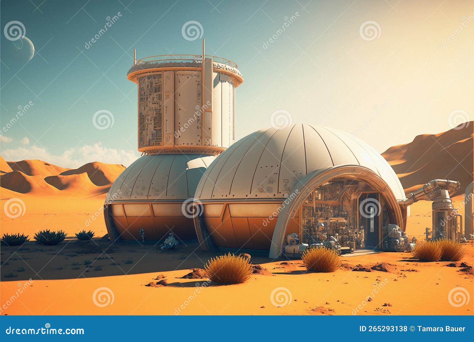 Science Fiction Base on Mars Stock Illustration - Illustration of ...