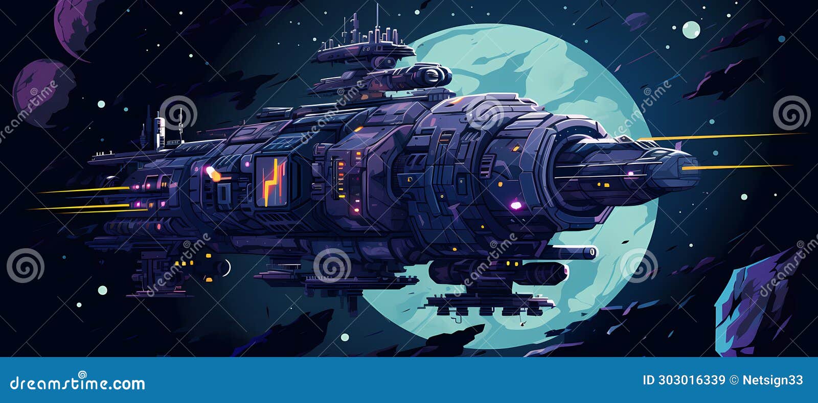 Sci-Fi Battlecruiser in Deep Space, a Space Ship in the Sky Stock ... Sci-Fi Battlecruiser in Deep Space, a Space Ship in the Sky Stock ...