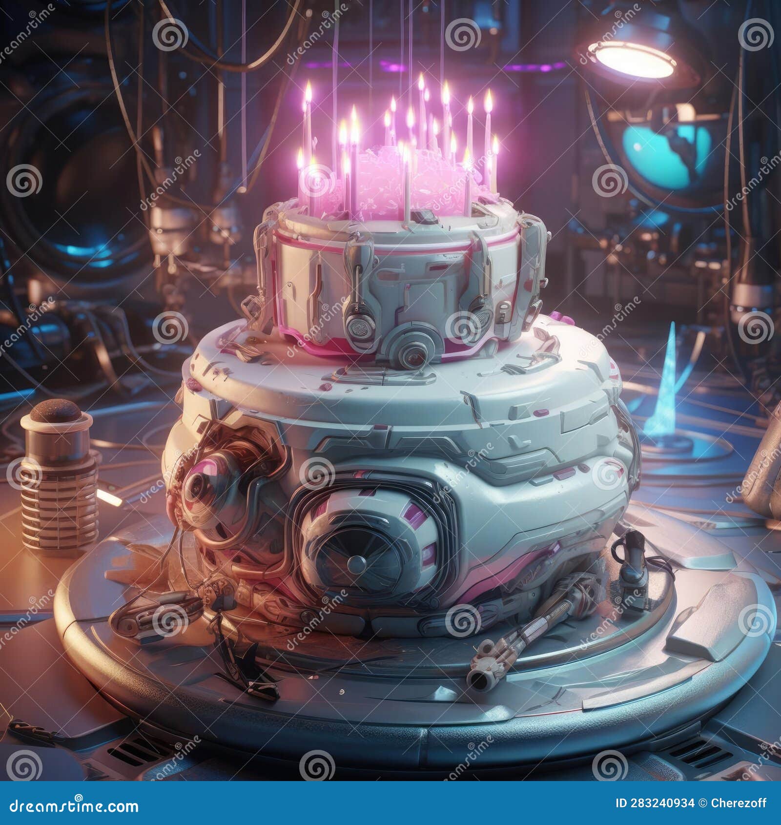 Sci-fi cake stock illustration. Illustration of character - 283240934