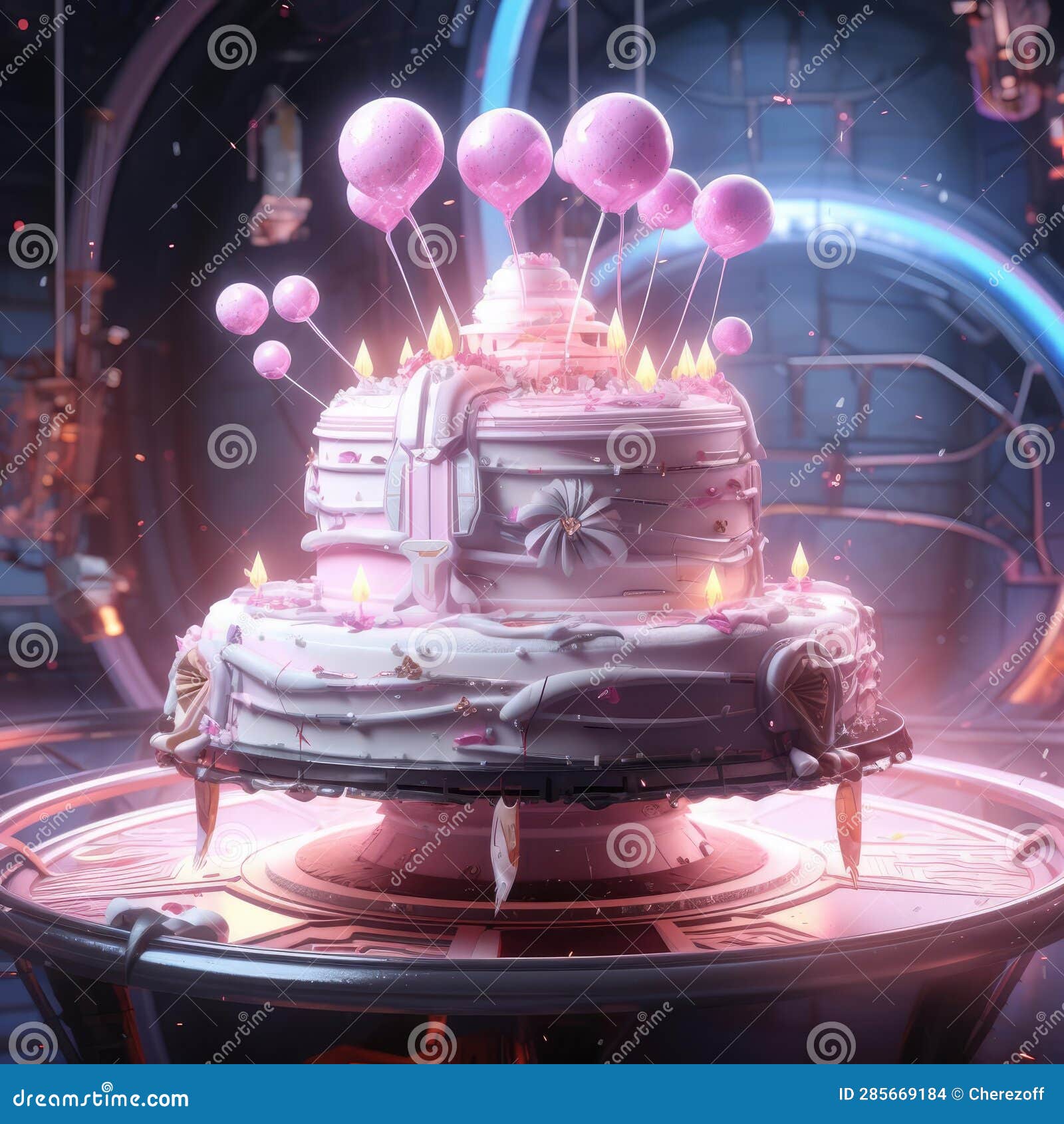 Sci-fi cake stock illustration. Illustration of stars - 285669184