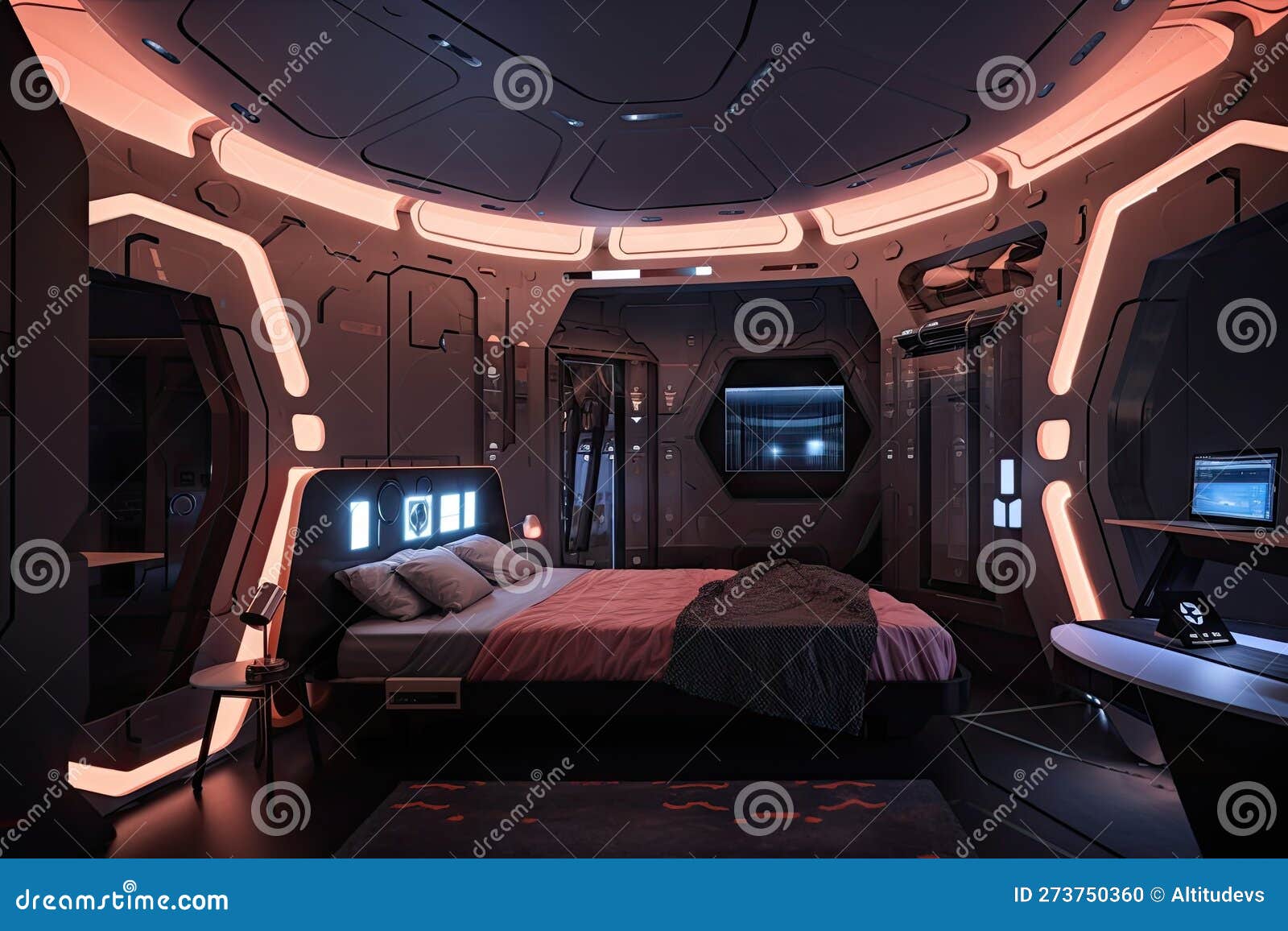 Sci-fi Bedroom with Hovering Spaceship Serving As Nightlight, Providing ... Sci-fi Bedroom with Hovering Spaceship Serving As Nightlight, Providing ...