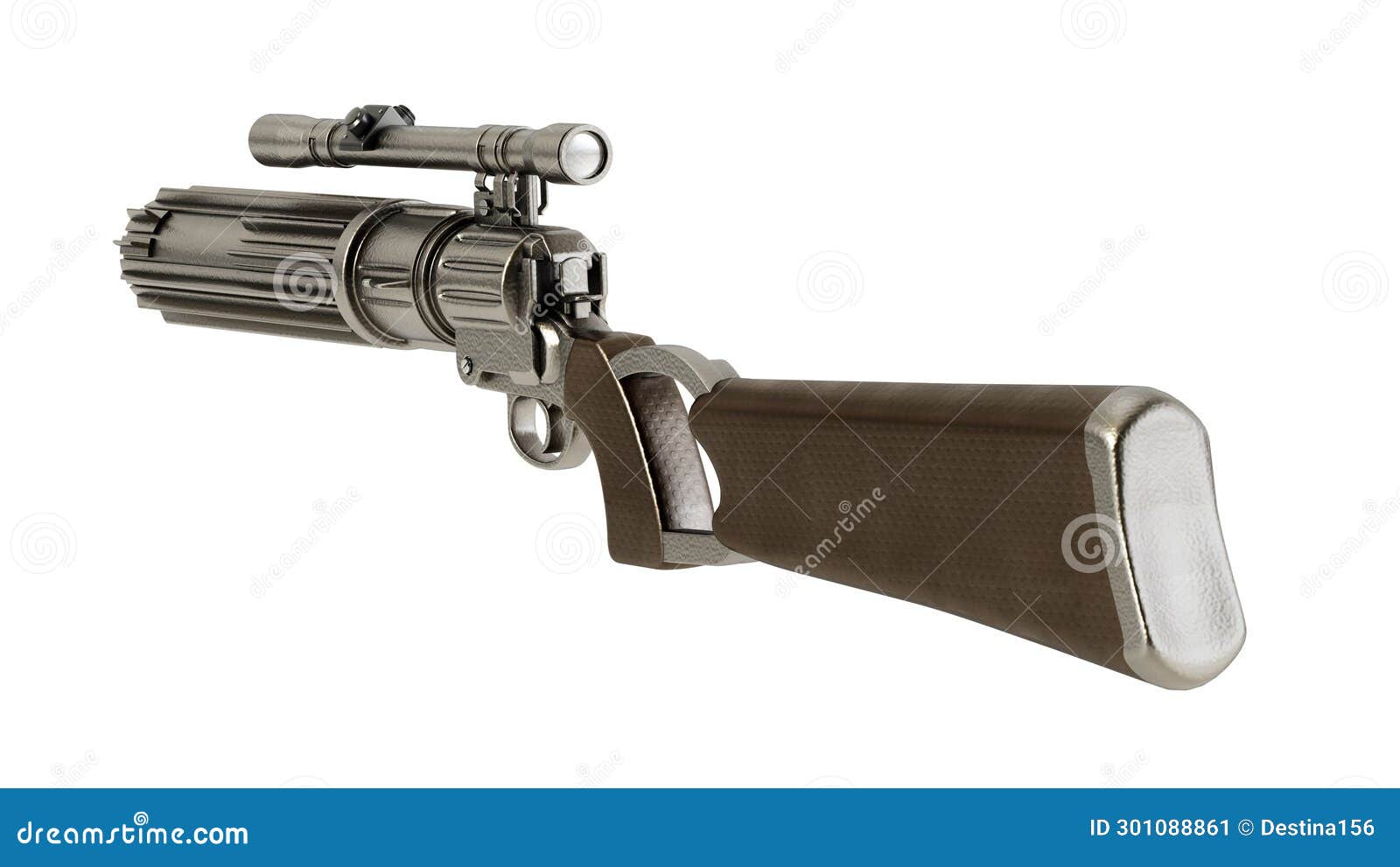 Sci-fi Blaster Rifle Isolated On White Background. 3D Illustration ...