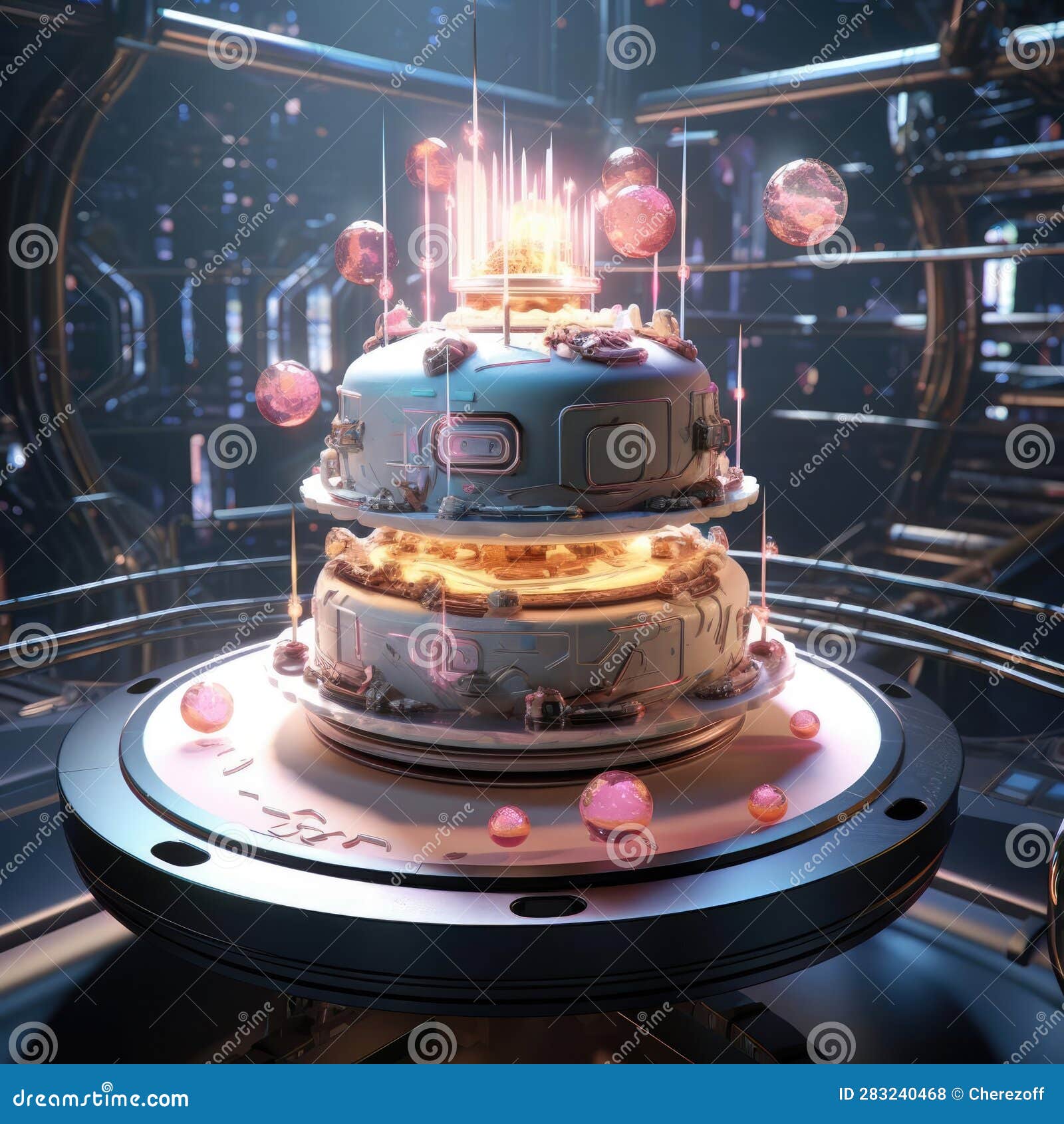 Sci-fi cake stock illustration. Illustration of planet - 283240468