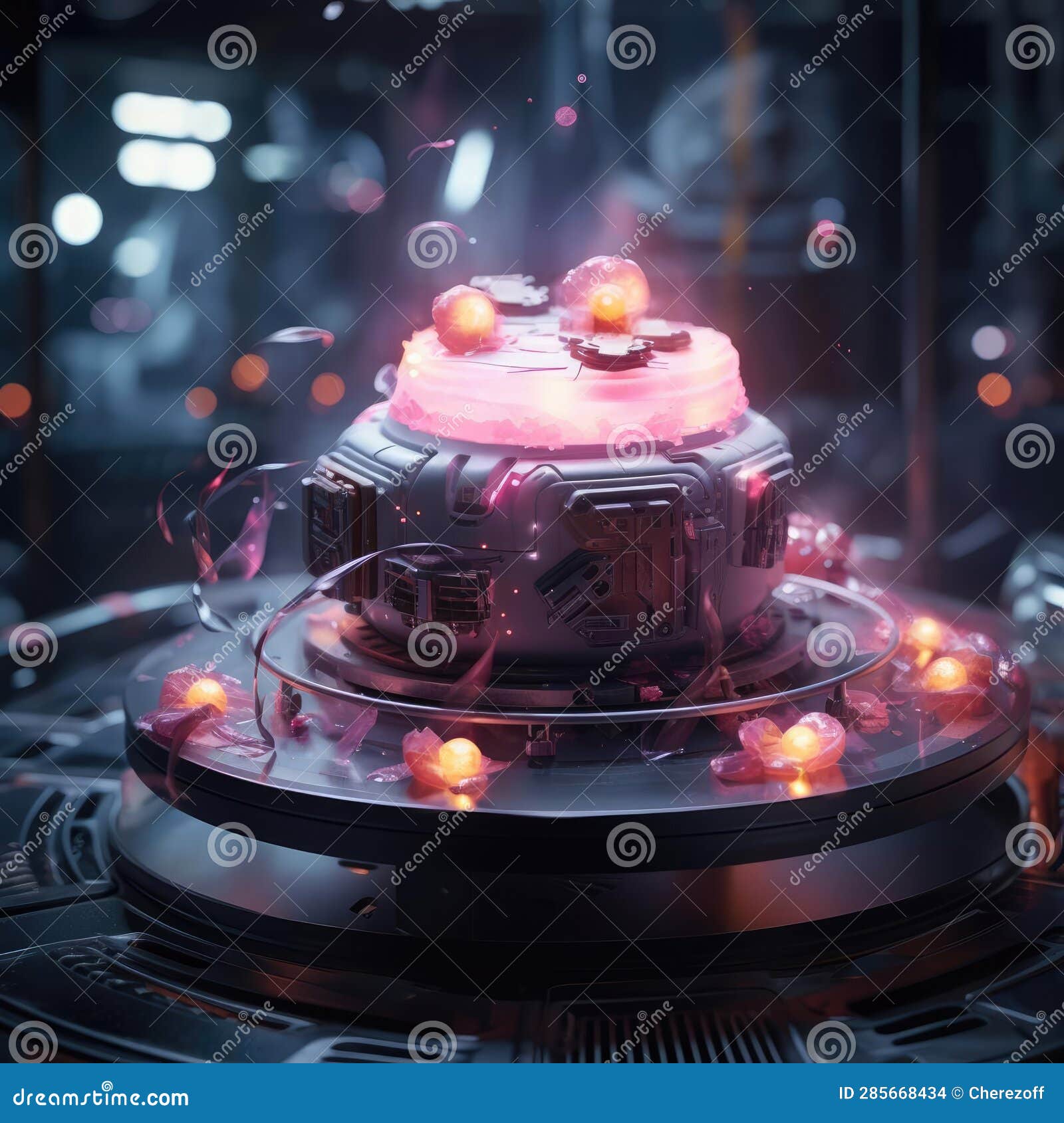 Sci-fi cake stock illustration. Illustration of birthday - 285668434