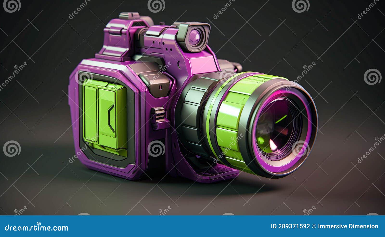 Sci-Fi Camera in Macro View. a Blend of Purple and Green. Generative AI ...