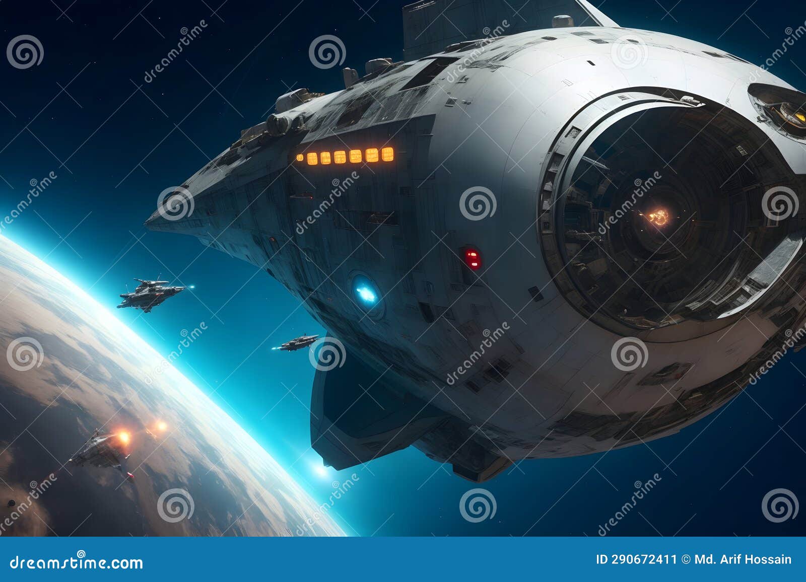 Sci Fi Cinema, Spaceship Orbiting Earth Award Winning Visuals Generated ...