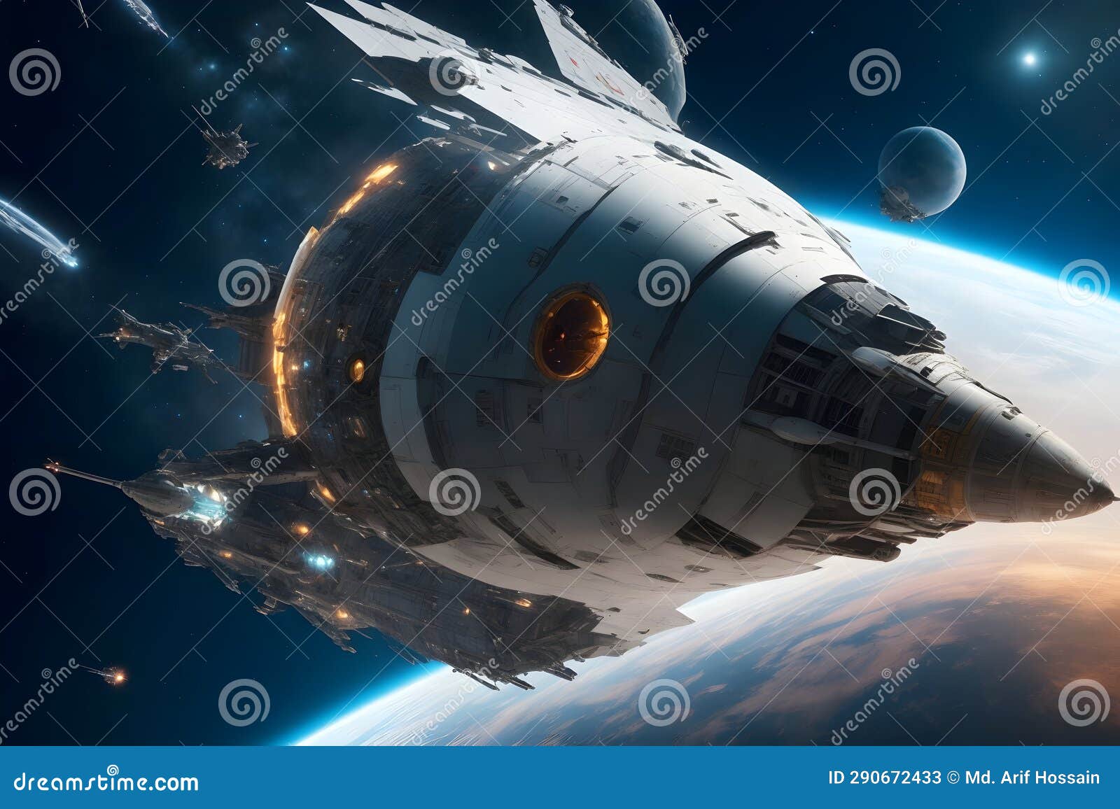 Sci Fi Cinema, Spaceship Orbiting Earth Award Winning Visuals Generated ...