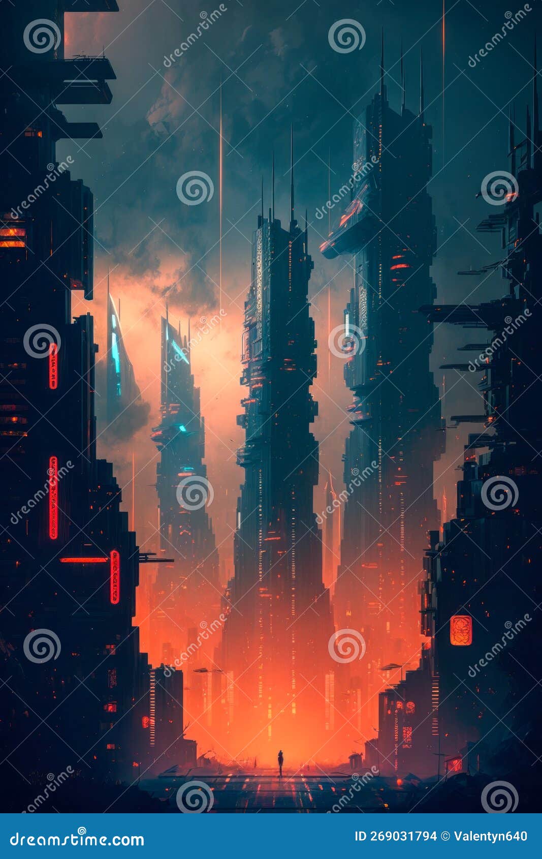 Sci - Fi Cityscape is Shown in the Distance. Generative AI Stock Photo ...
