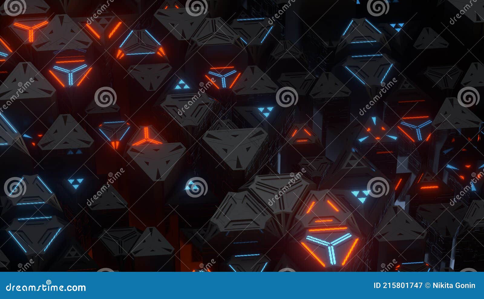 Sci-fi Composition of Triangular Shapes 3D Render Illustration Stock ...