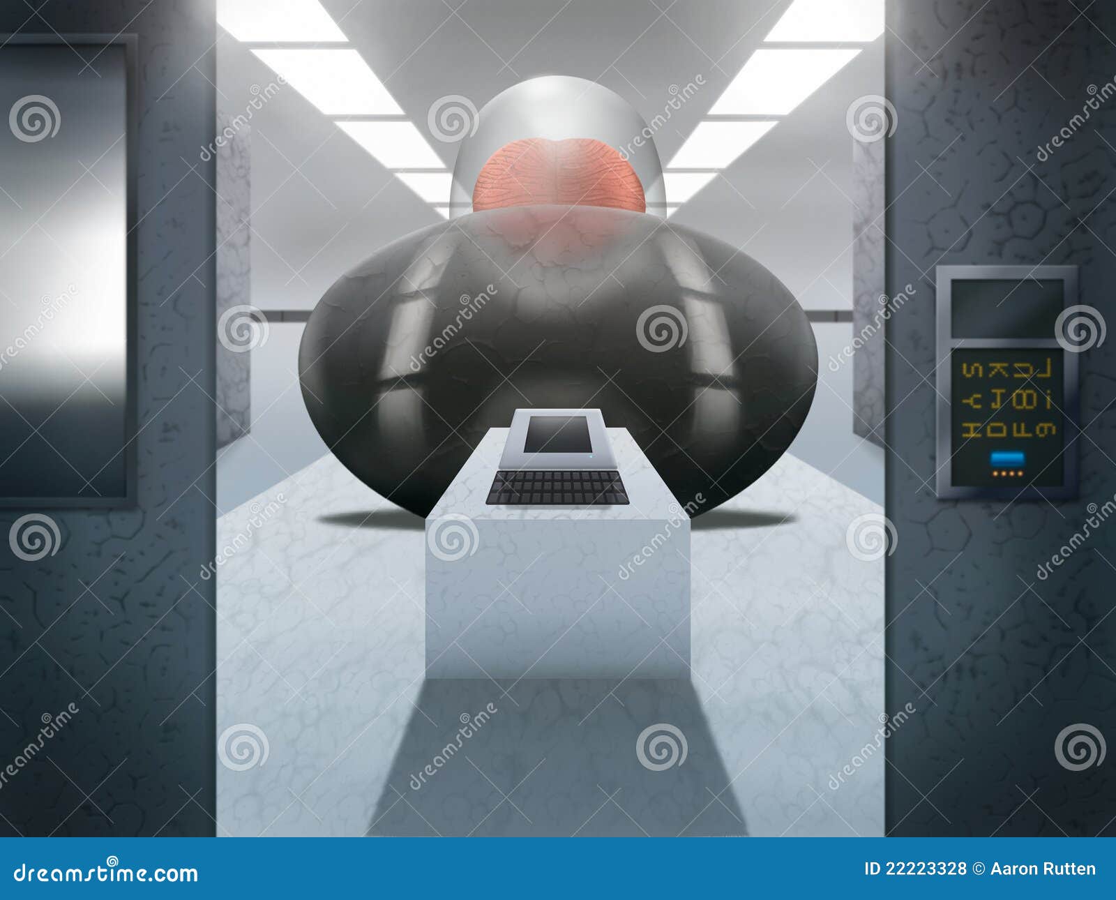 Sci-Fi Computer Room - Digital Illustration Stock Illustration ...