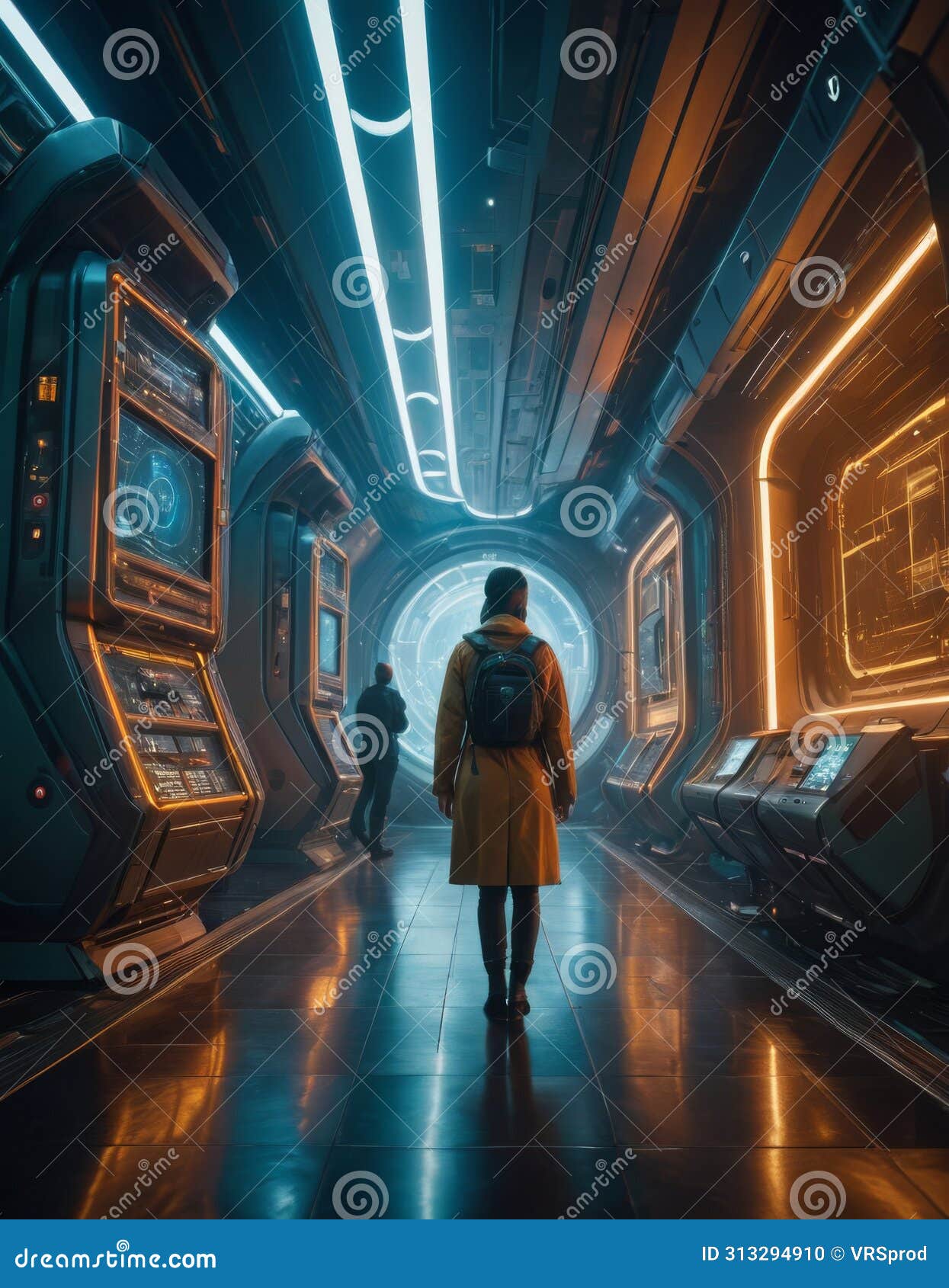 Sci-Fi Corridor Exploration Stock Photo - Image of hightech, odyssey ...