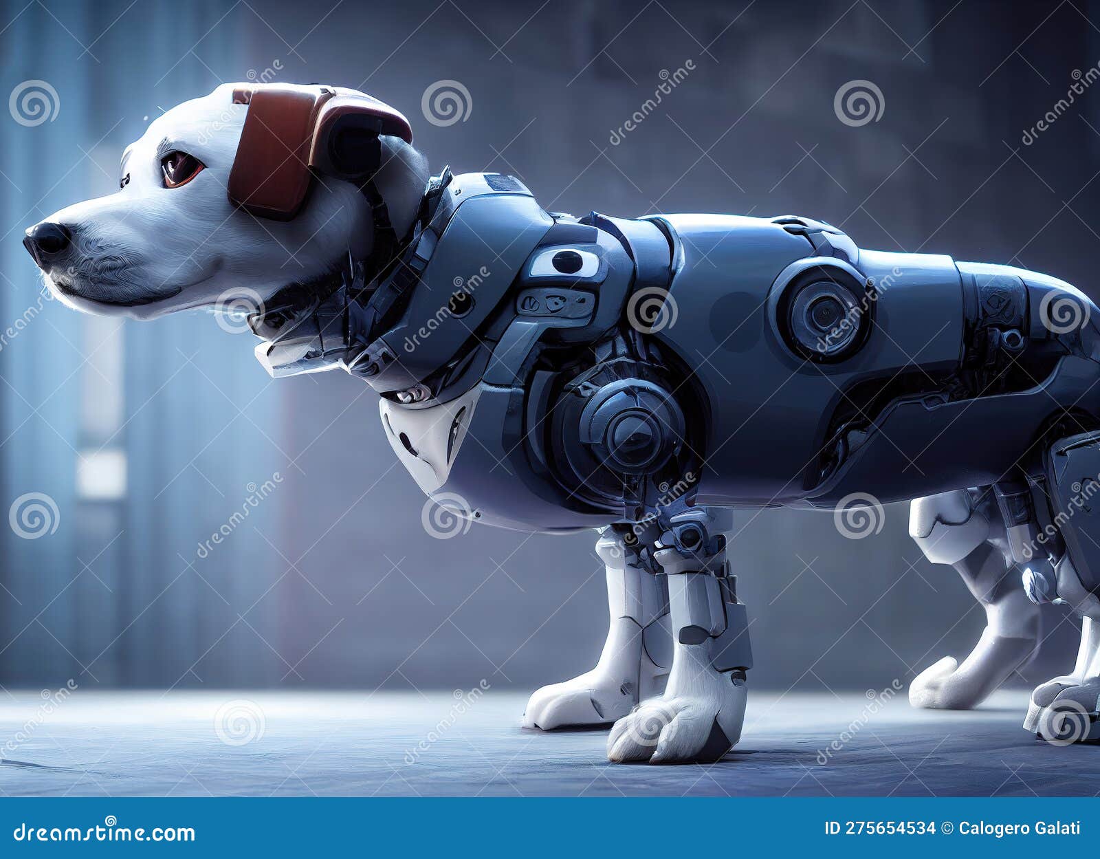A Sci Fi Cyborg Dog in Full Size, Digital Art 3d Illustration, Ai ...