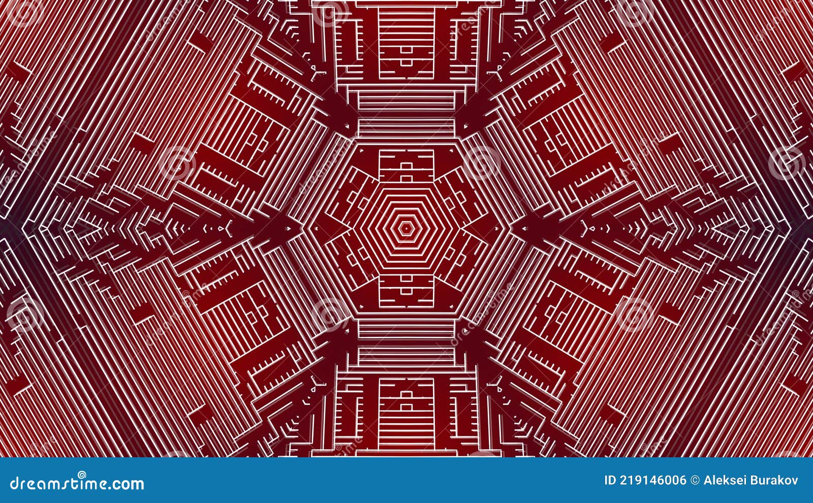 Sci-fi 3d Render. Abstract White Wireframe on Red Bg Stock Illustration ...