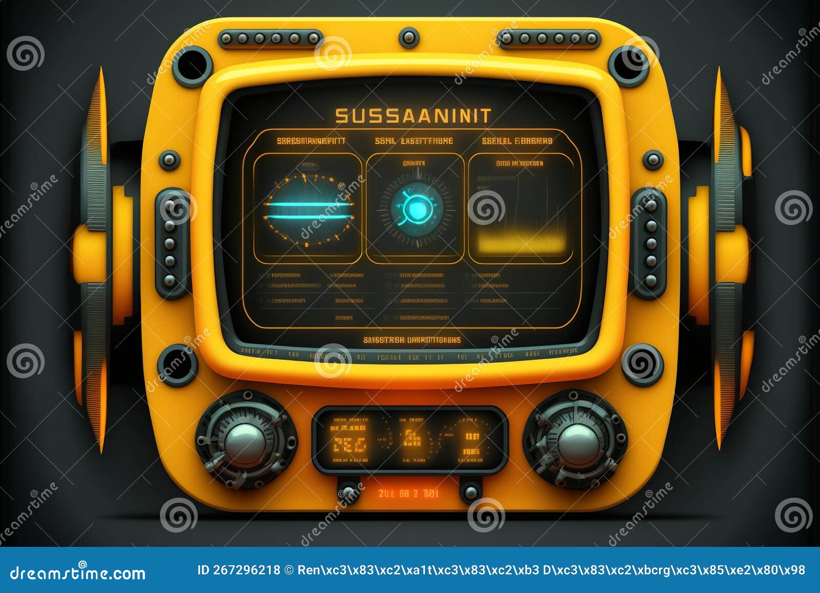 Sci-fi Deep Sea Aquatic Technology Monitor Interface Mechanical Device ...