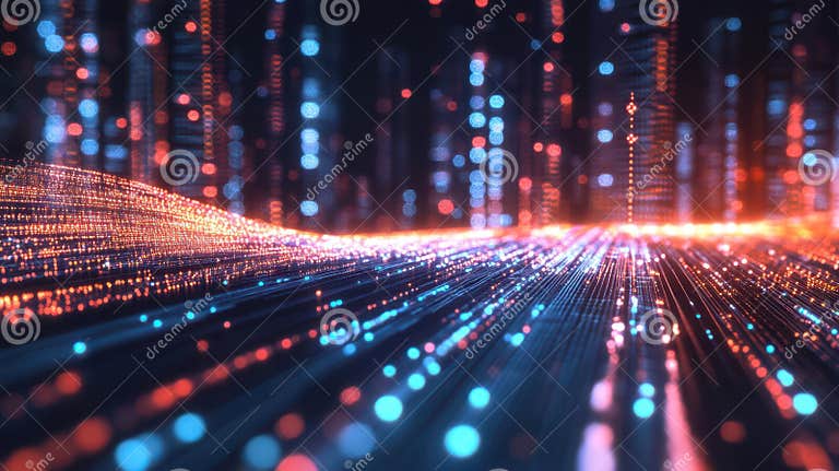 Sci-fi Digital Circuits with Glowing Dots and Lines Symbolizing ...