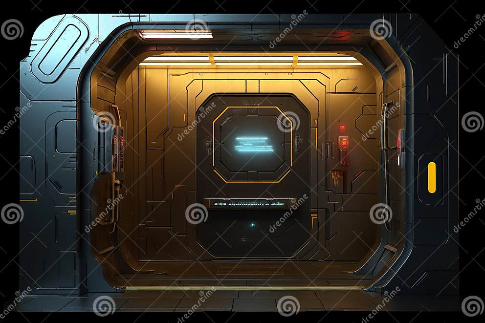 Sci-Fi Door with Keypad Created by Generative AI Stock Illustration ...