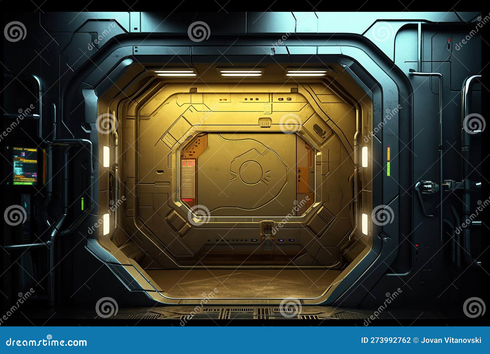 Sci-Fi Door with Keypad Created by Generative AI Stock Illustration ...
