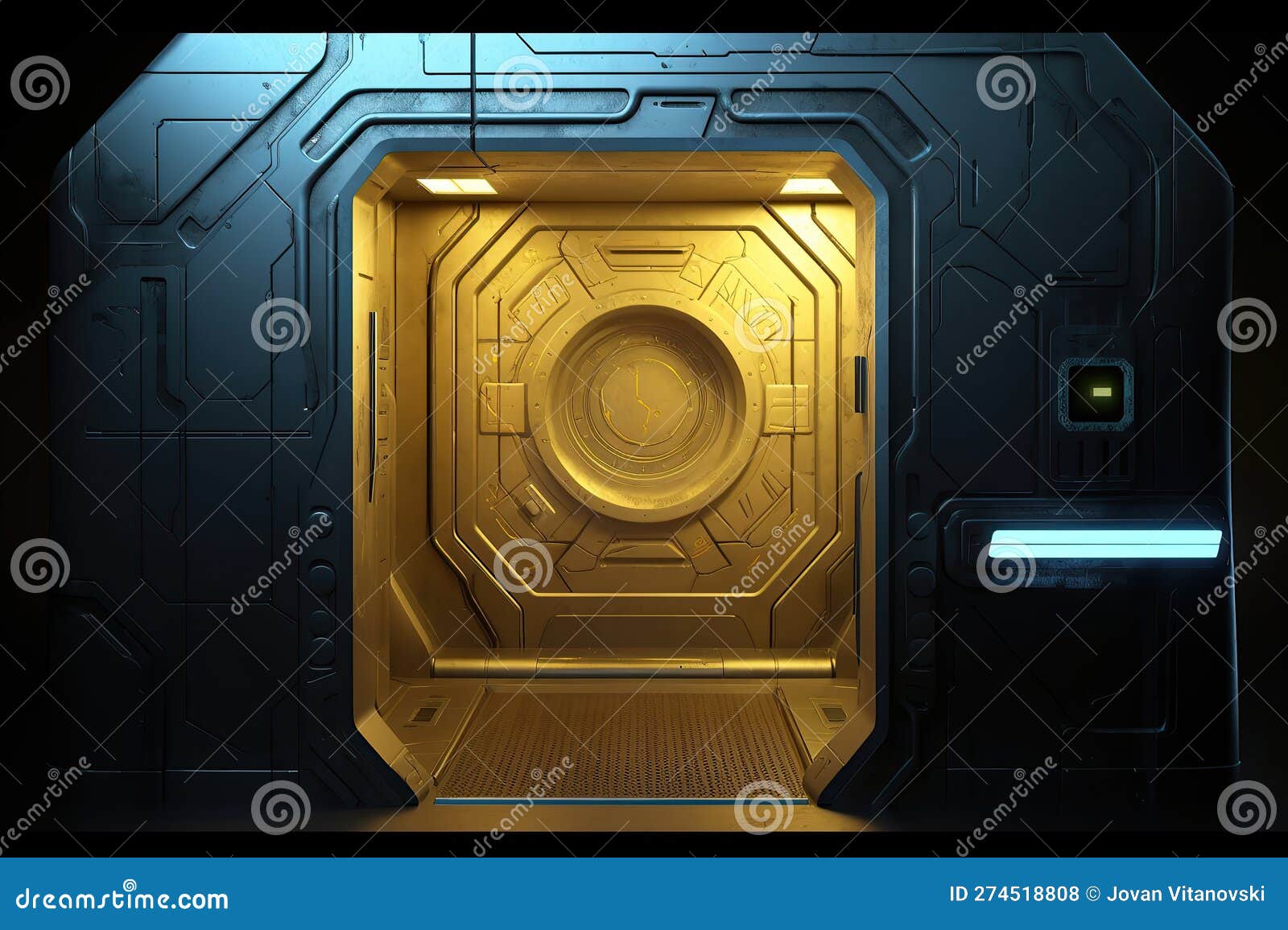 Sci-Fi Door with Keypad Created by Generative AI Stock Illustration ...