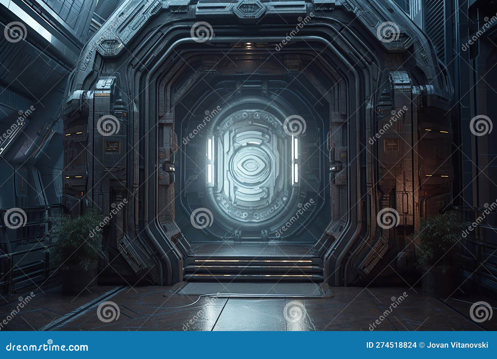 Sci-Fi Door with Keypad Created by Generative AI Stock Illustration ...