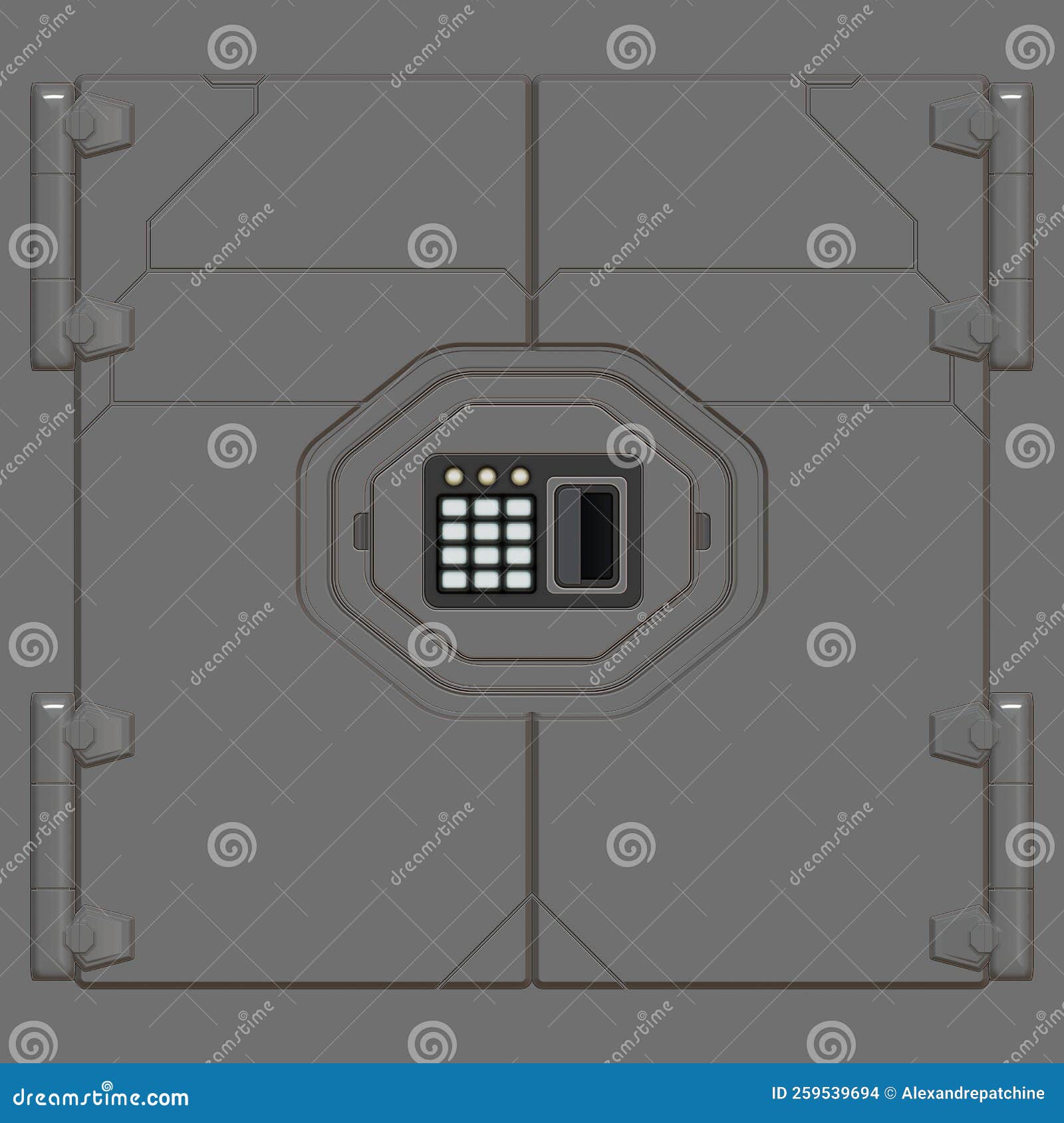 Sci-Fi Door with Keypad in the Middle of Door, Seamless Texture. Oxagon ...