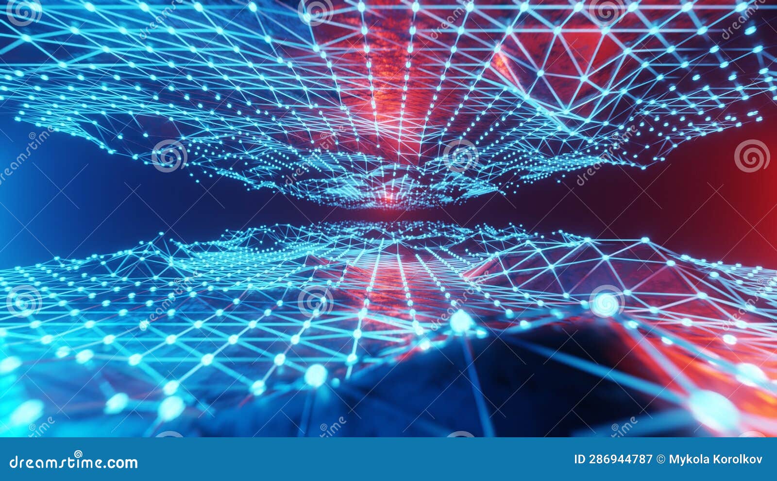 Sci-fi Endless Tunnel, Abstract Background 3d Render Stock Illustration ...