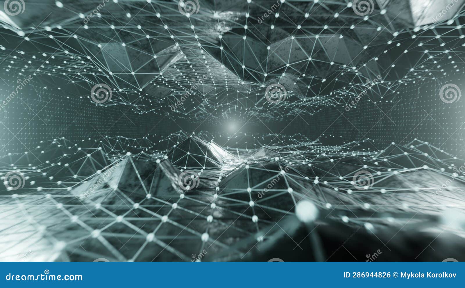 Sci-fi Endless Tunnel, Abstract Background 3d Render Stock Illustration ...