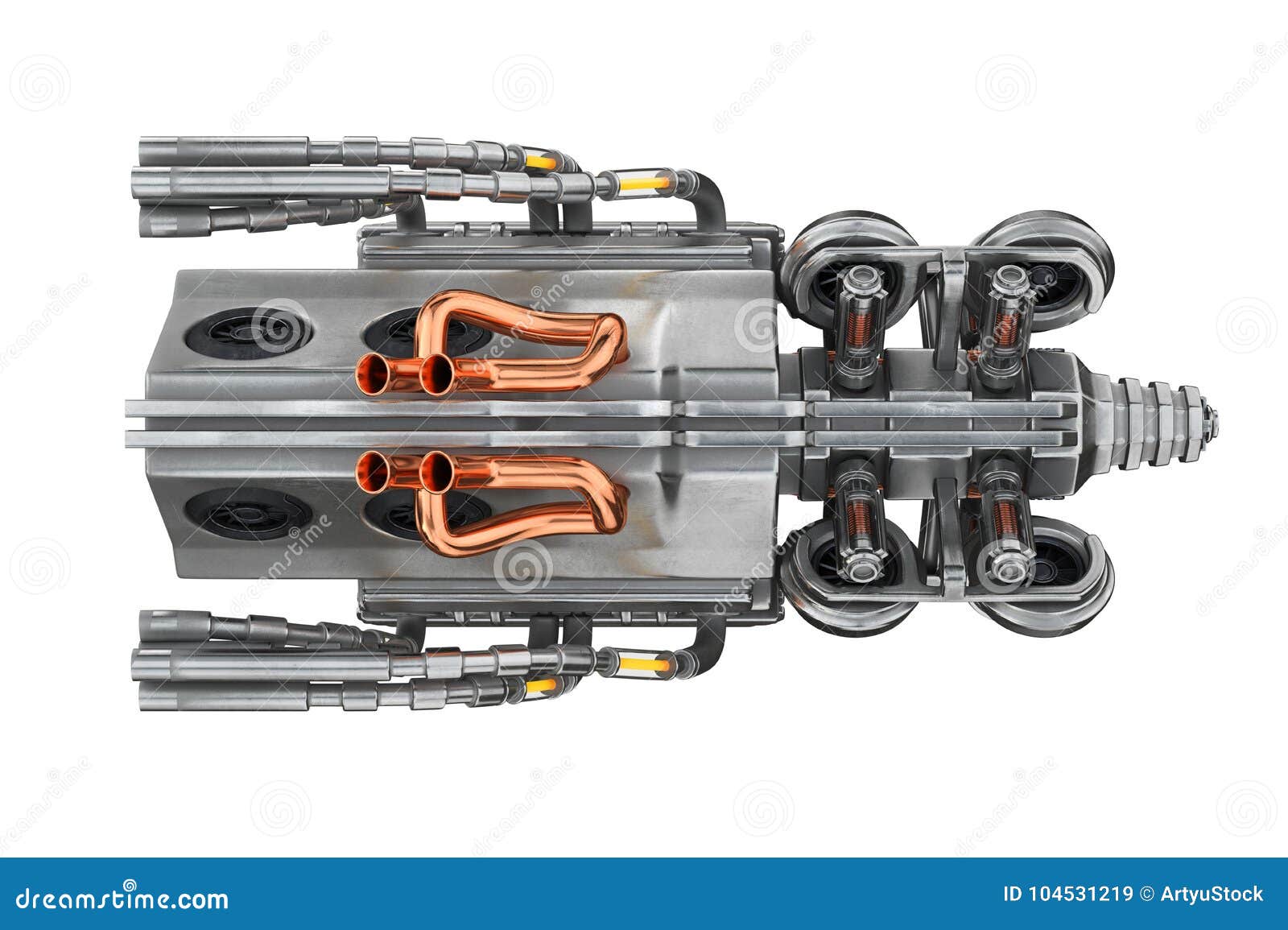 Sci-fi Engine Machine, Top View Stock Illustration - Illustration of ...