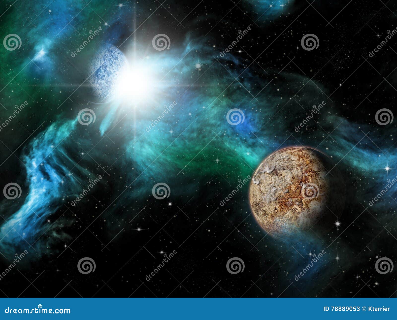 Sci-fi Fantasy Space Scene Alien Planet Stock Illustration ...