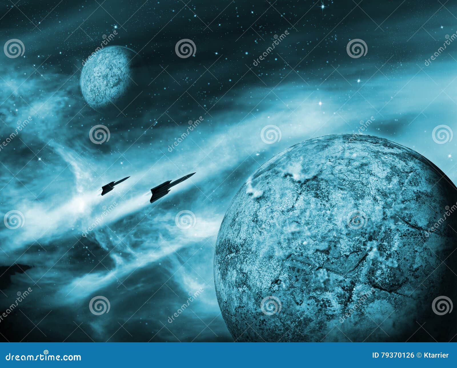 Sci-fi Fantasy Space Scene Alien Planet Stock Illustration ...