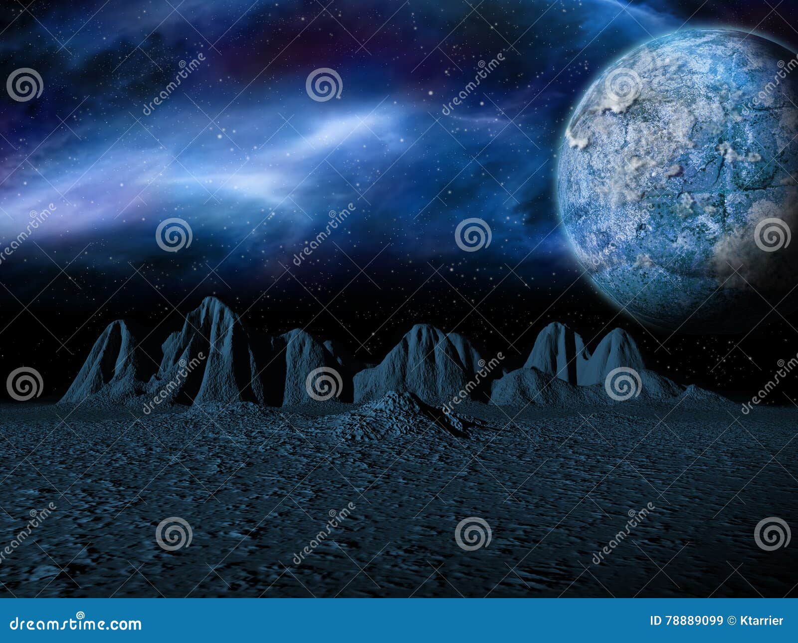 Sci-fi Fantasy Space Scene Alien Planet Stock Illustration ...