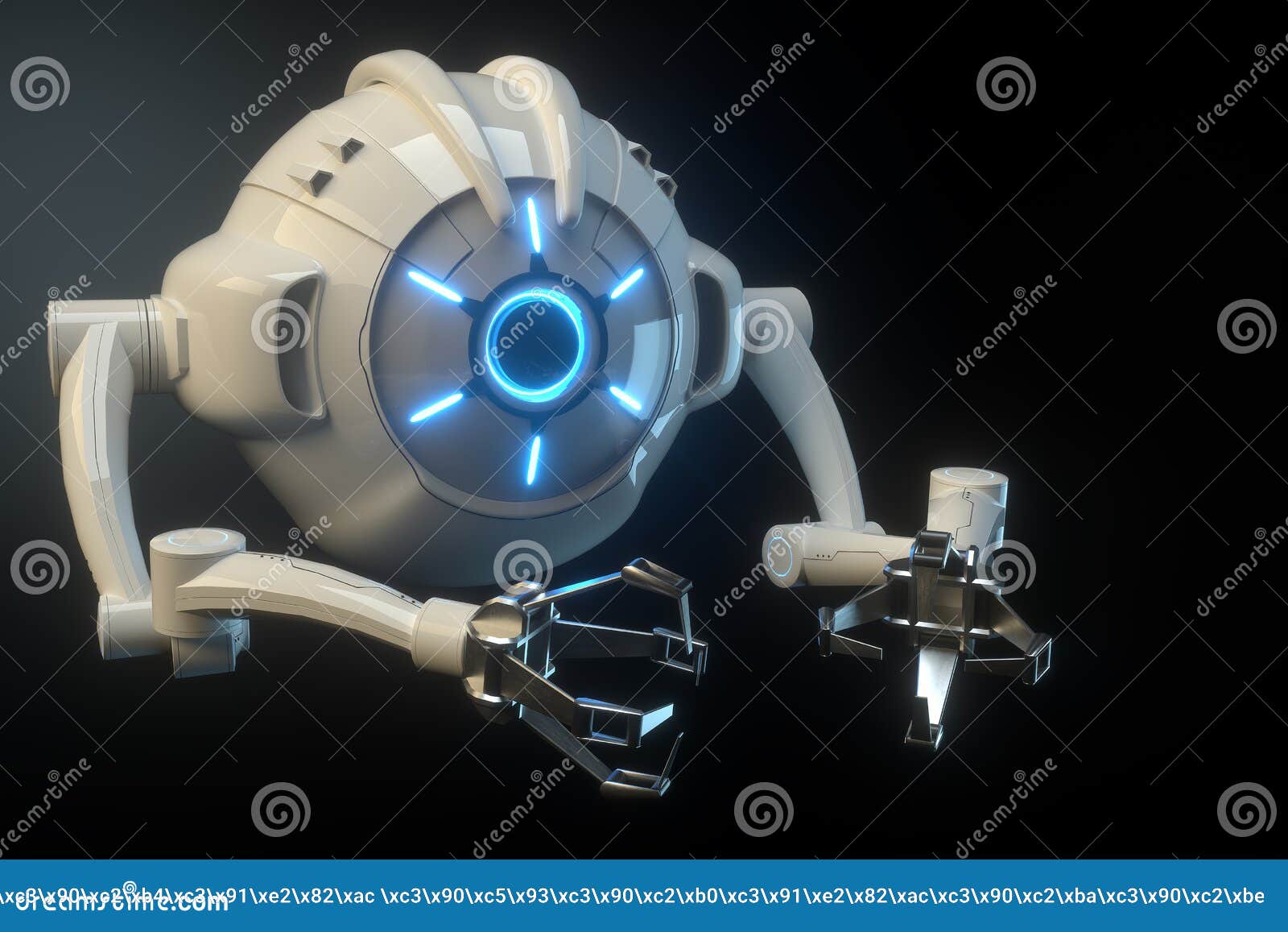 Sci Fi Flying Drone with Camera or Futuristic Assembly Machine Isolated ...