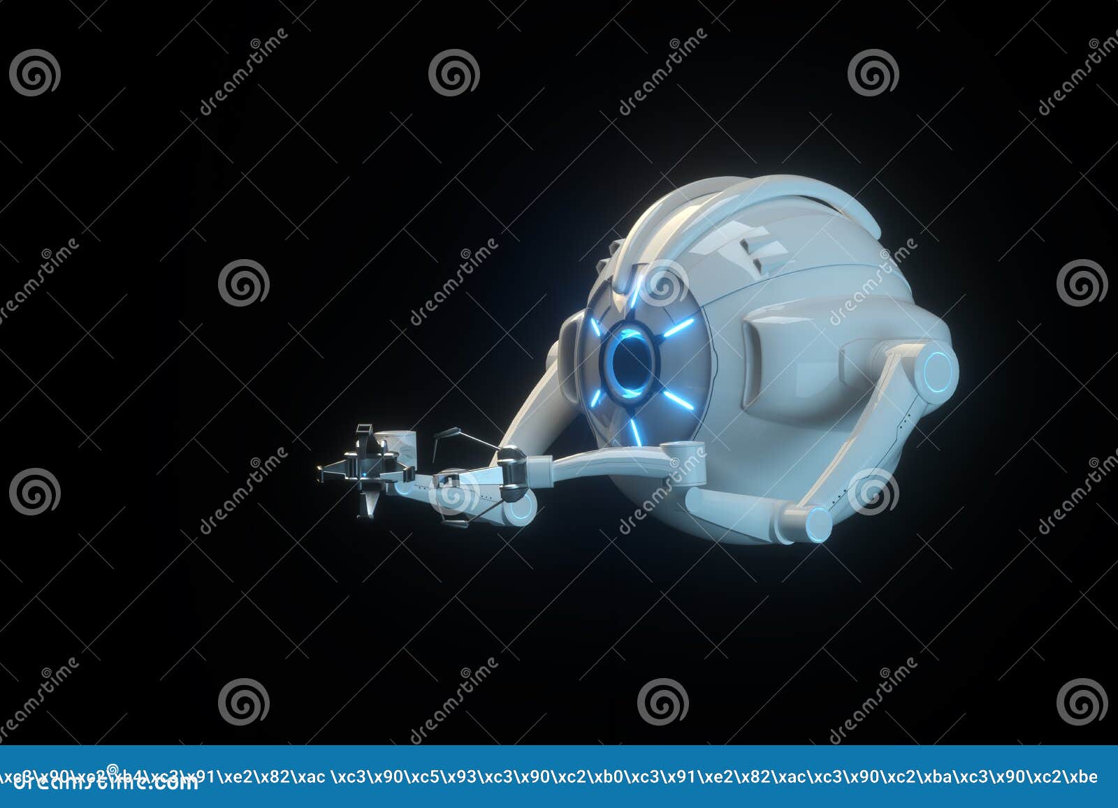 Sci Fi Flying Drone with Camera or Futuristic Assembly Machine Isolated ...