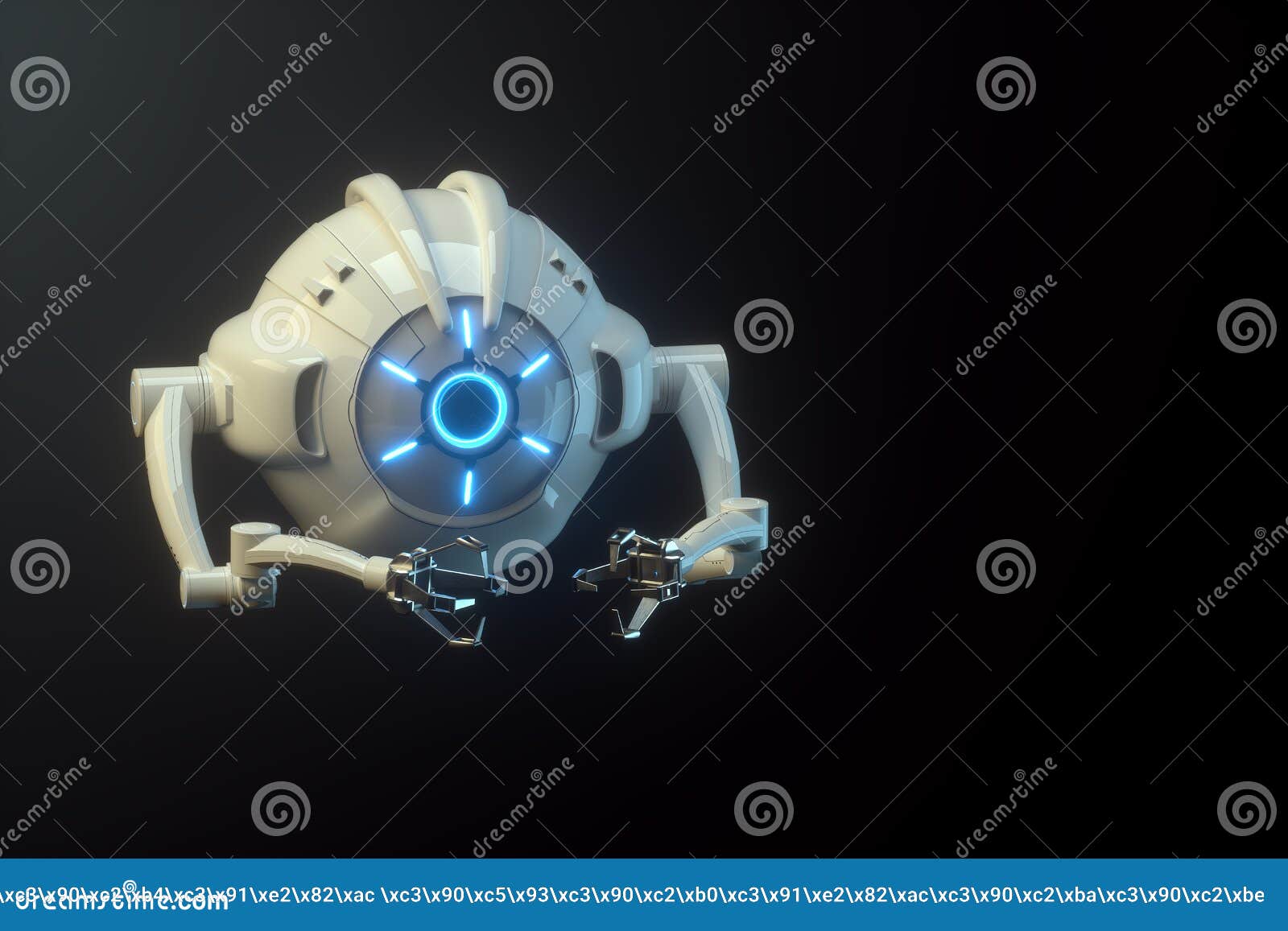 Sci Fi Flying Drone with Camera or Futuristic Assembly Machine Isolated ...