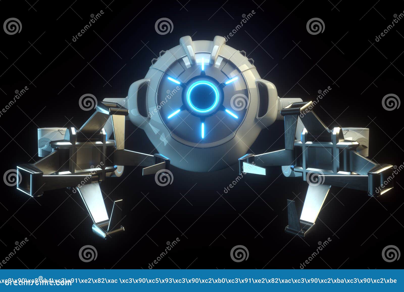 Sci Fi Flying Drone with Camera or Futuristic Assembly Machine Isolated ...