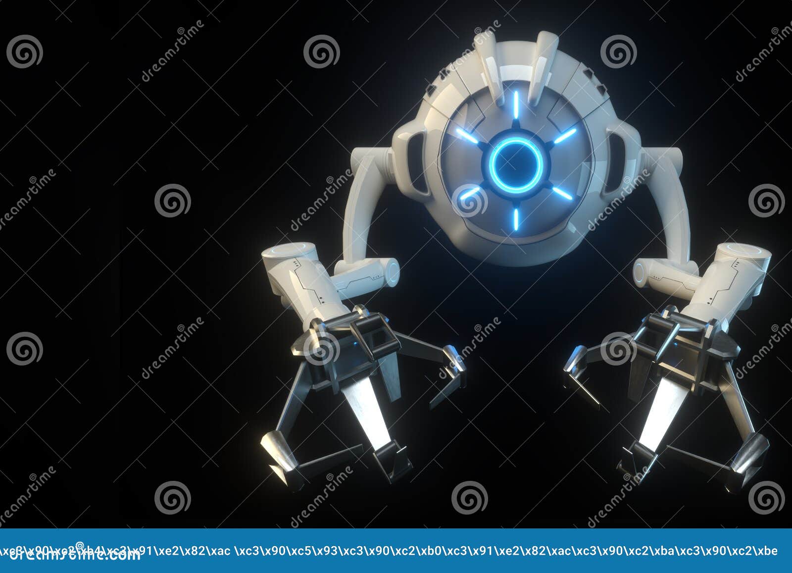 Sci Fi Flying Drone with Camera or Futuristic Assembly Machine Isolated ...