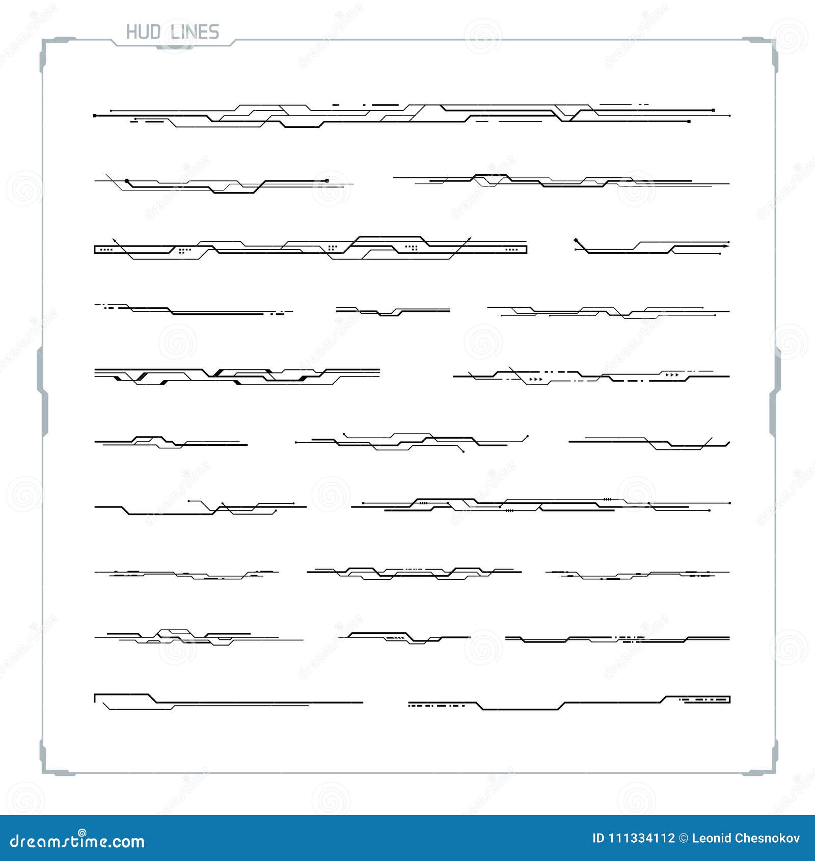 Sci-fi Futuristic Design Abstract Lines Set Stock Vector - Illustration ...