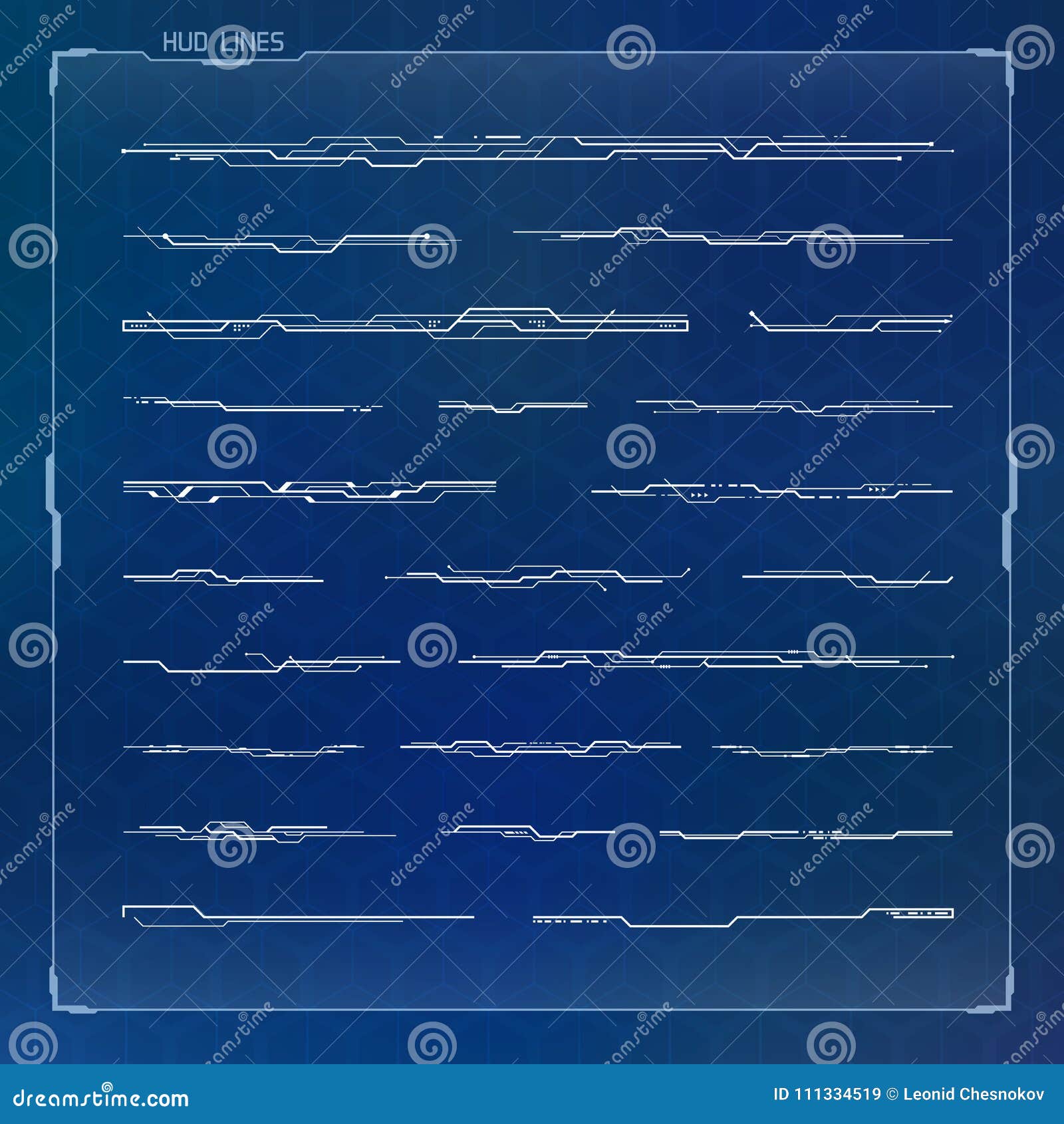 Sci-fi Futuristic Design Abstract Lines Set Stock Vector - Illustration ...