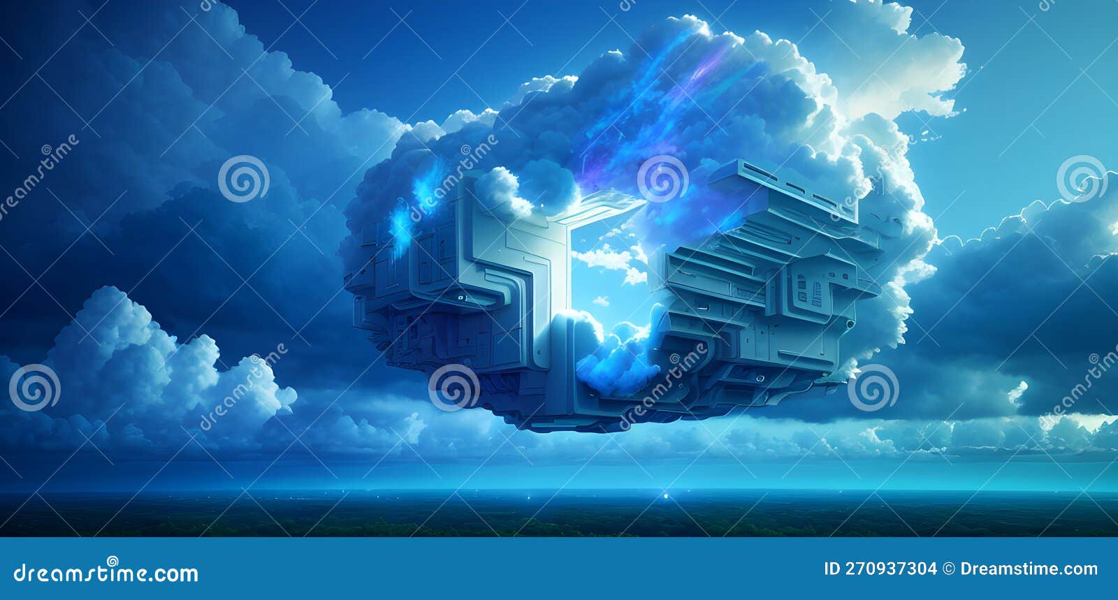 Sci Fi Futuristic Hi Tech Computing Background Generative AI Stock ...