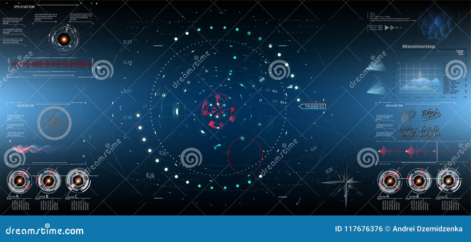 Sci-Fi Futuristic HUD Dashboard Display. Vitrual Reality Technology ...