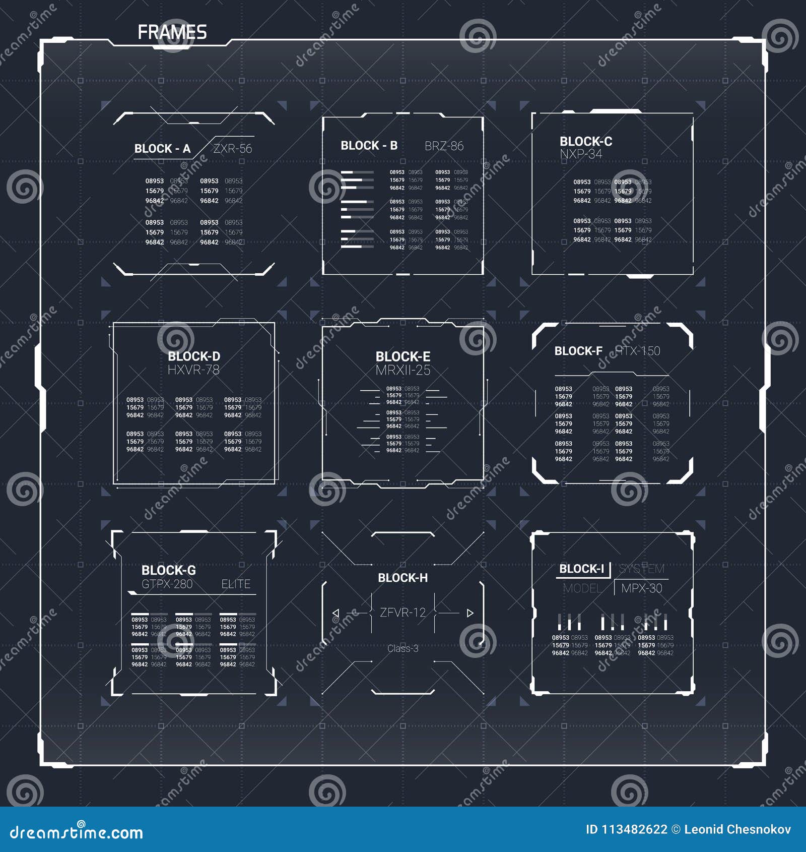 Sci-Fi HUD Ui Square Frames Stock Vector - Illustration of loading ...