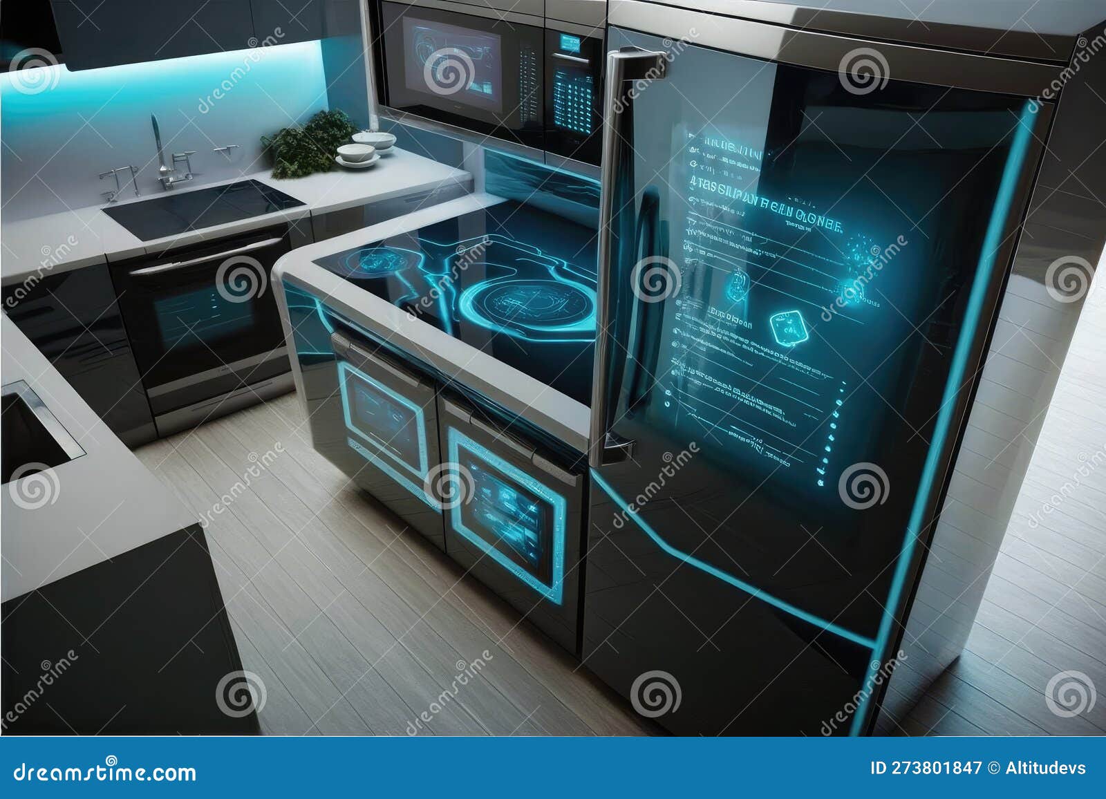 Sci-fi Futuristic Kitchen, with Touch Screen Controls and Sleek ...