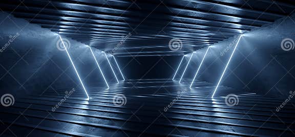 Sci Fi Futuristic Neon Laser Electric Cyber Glowing Bunker Blue Lights