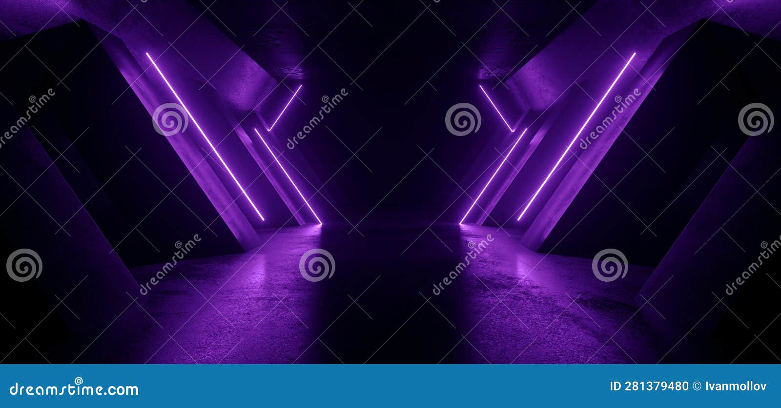 Sci Fi Futuristic Neon Triangle Laser Electric Cyber Glowing Bunker