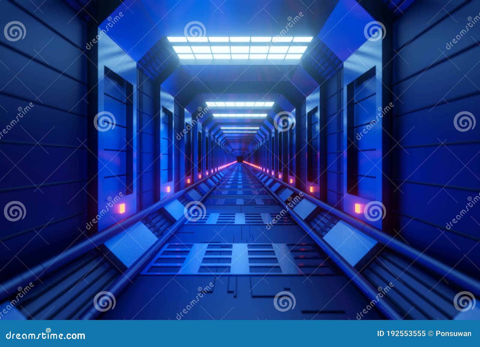 Sci-fi Futuristic Techno Neon Cube Room Glowing Lights Design. Abstract ...