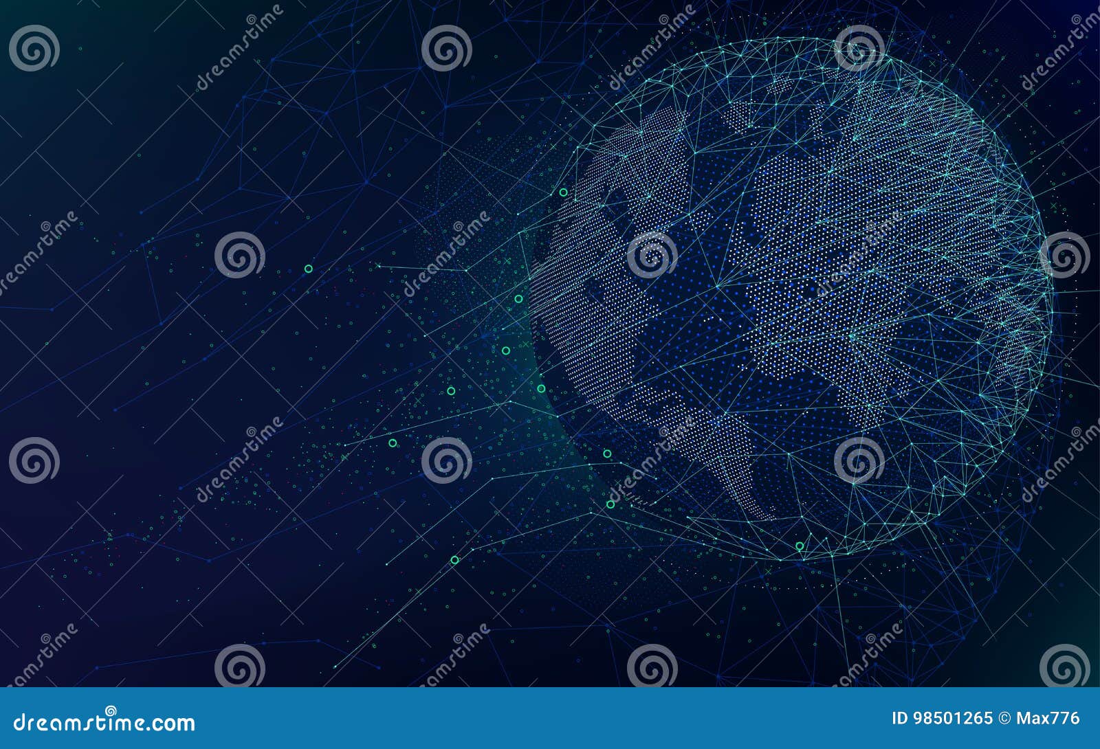 Global Network Map With Glowing Connections. Futuristic World Map Shows ...