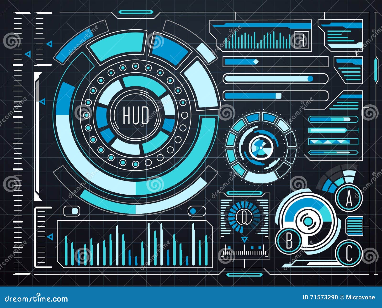 Futuristic Virtual Screen. Monitoring Hud Panel Frame With Tracking Aim ... Futuristic Virtual Screen. Monitoring Hud Panel Frame With Tracking Aim ...